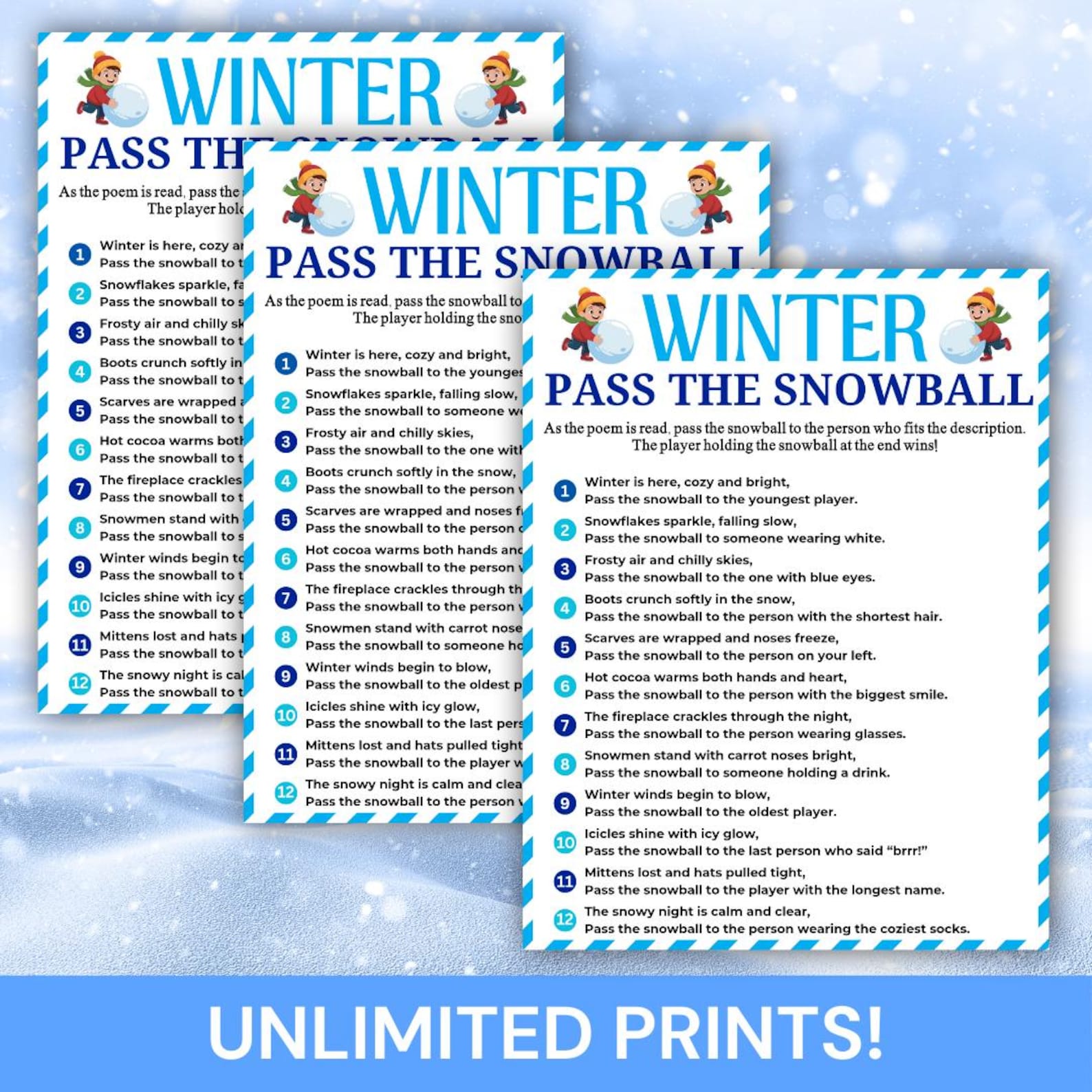 Winter Pass the Snowball Game, Winter Party Game, Fun Icebreaker ...