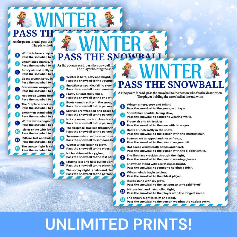 Winter Pass the Snowball Game, Winter Party Game, Fun Icebreaker ...