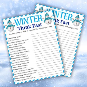 Winter Think Fast Game, Winter Party Game, Fast-paced Winter Activity ...