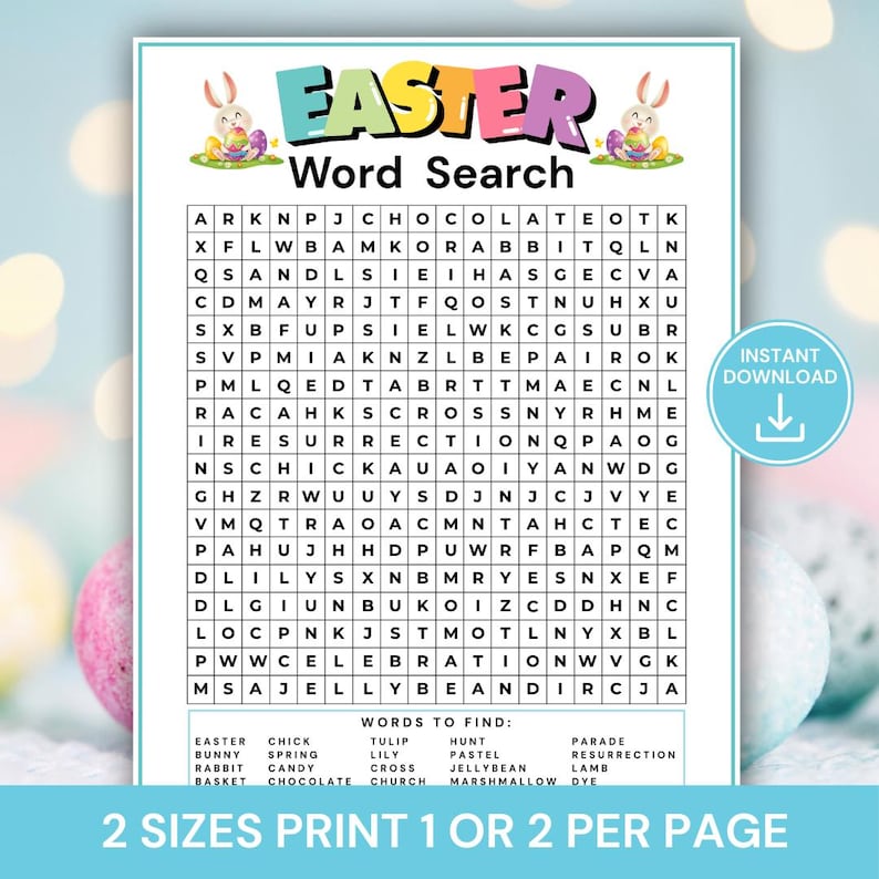 Easter Word Search Printable, Fun Easter Game for Kids & Adults, Easter ...