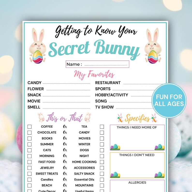 Easter Secret Bunny Game, Easter Gift Exchange Game, Getting to Know ...