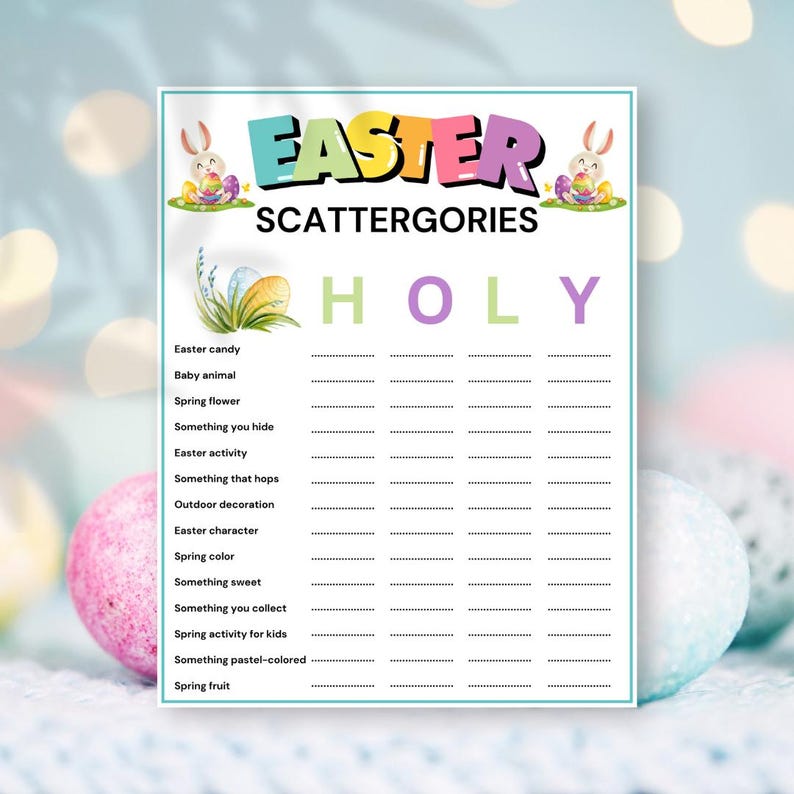 Easter Scattergories Printable Game, Easter Party Game, Easter Word ...