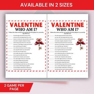Valentine's Day Who Am I Game, Printable Couples Icebreaker (digital ...