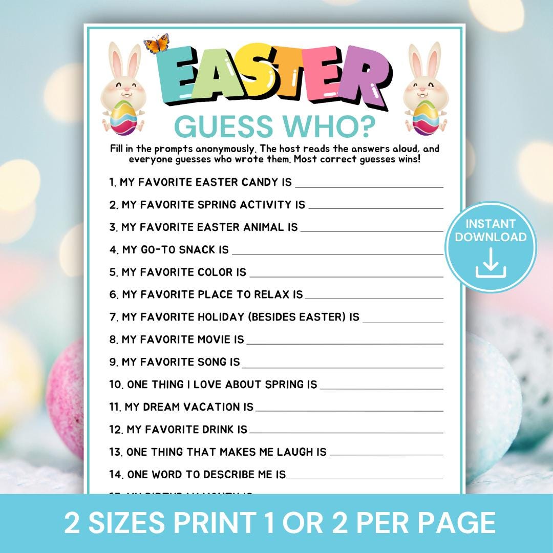 Easter Guess Who Game, Easter Party Game, Printable Easter Icebreaker ...