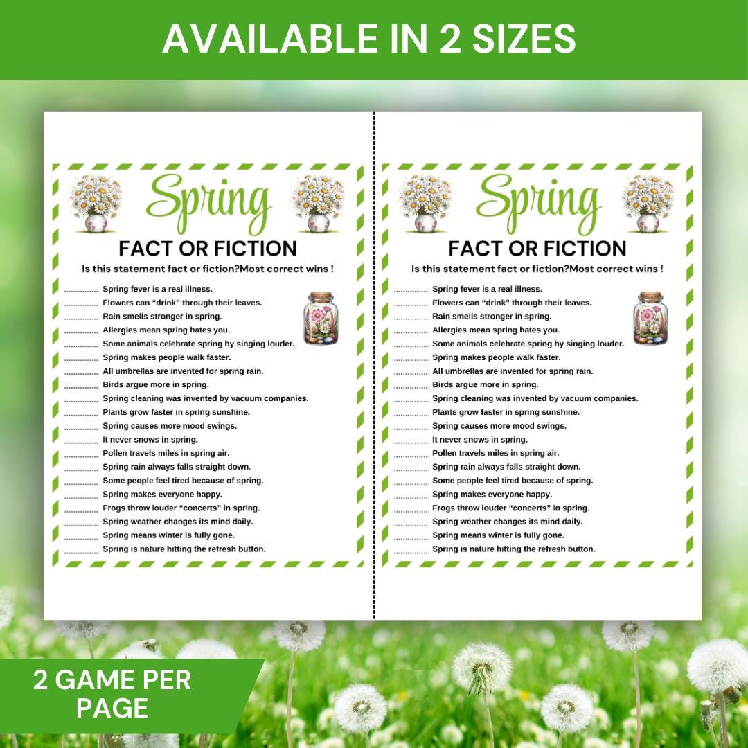 Spring Fact or Fiction Game, Printable Spring Trivia Game for Kids ...