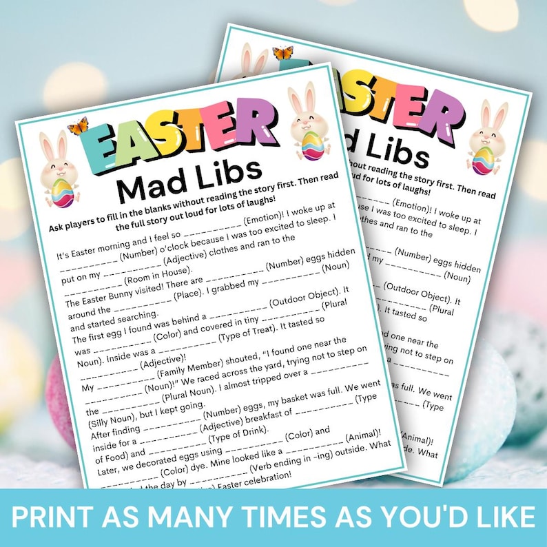 Easter Mad Libs Game, Funny Easter Story Fill in the Blank Activity for ...