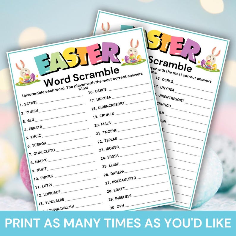 Easter Word Scramble Game, Fun Easter Word Puzzle for Kids & Adults ...