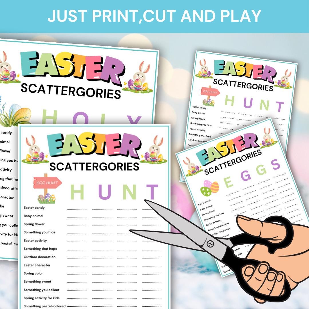 Easter Scattergories Printable Game, Easter Party Game, Easter Word ...