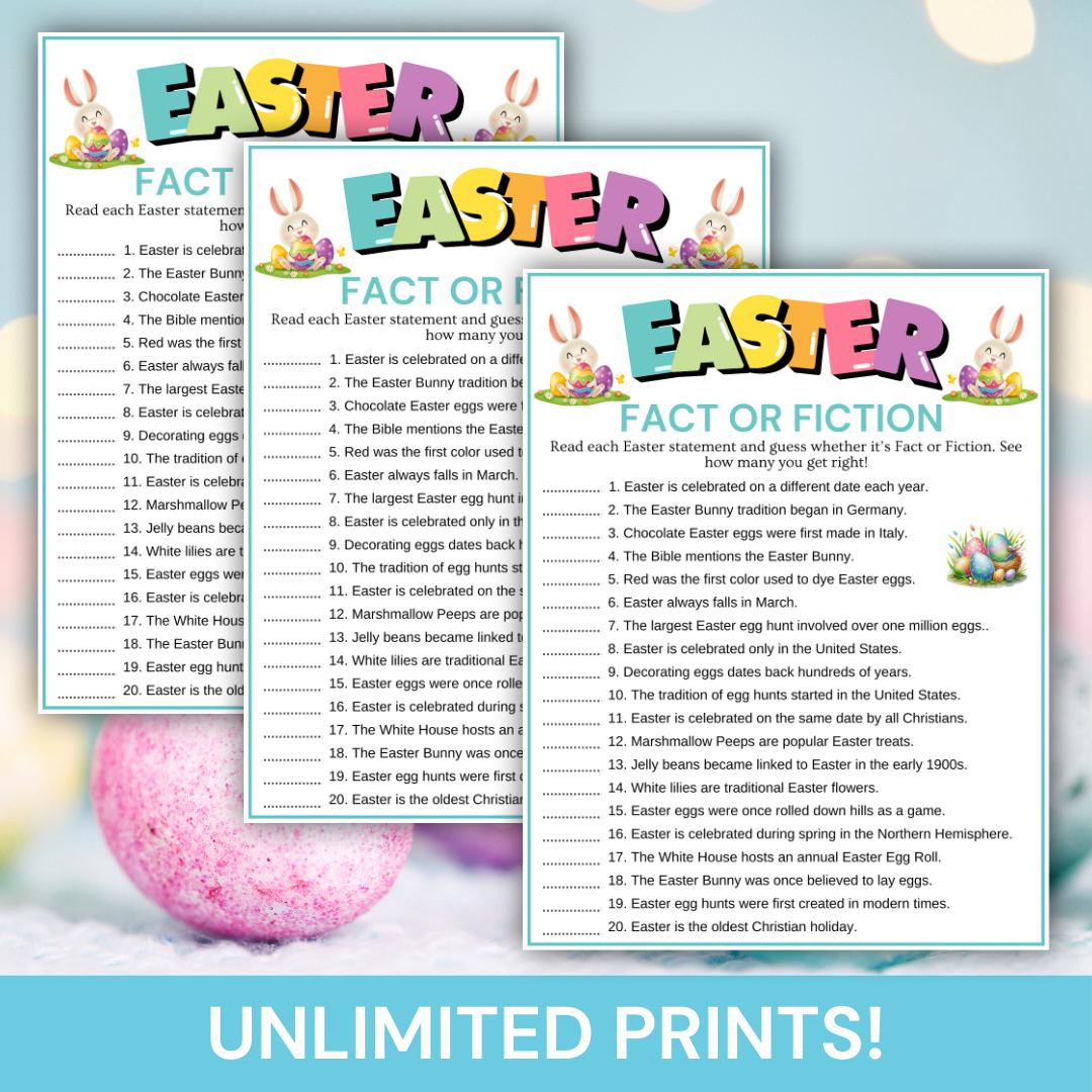 Easter Fact or Fiction Game, Easter Trivia Quiz, Easter Party Games for ...