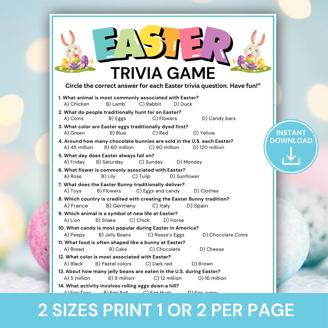 Easter Trivia Game Printable, Easter Trivia Quiz, Easter Party Games ...