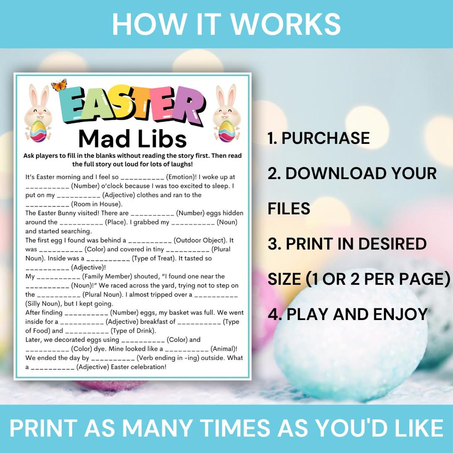 Easter Mad Libs Game, Funny Easter Story Fill in the Blank Activity for ...