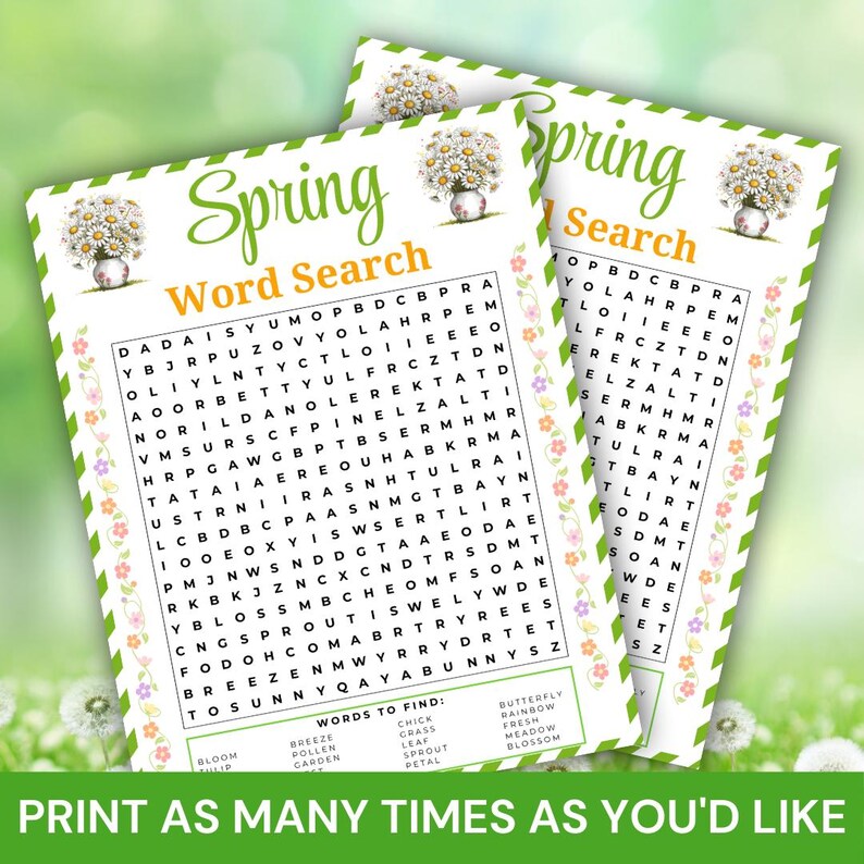 Spring Word Search Printable, Fun Spring Party Game for Kids & Adults ...