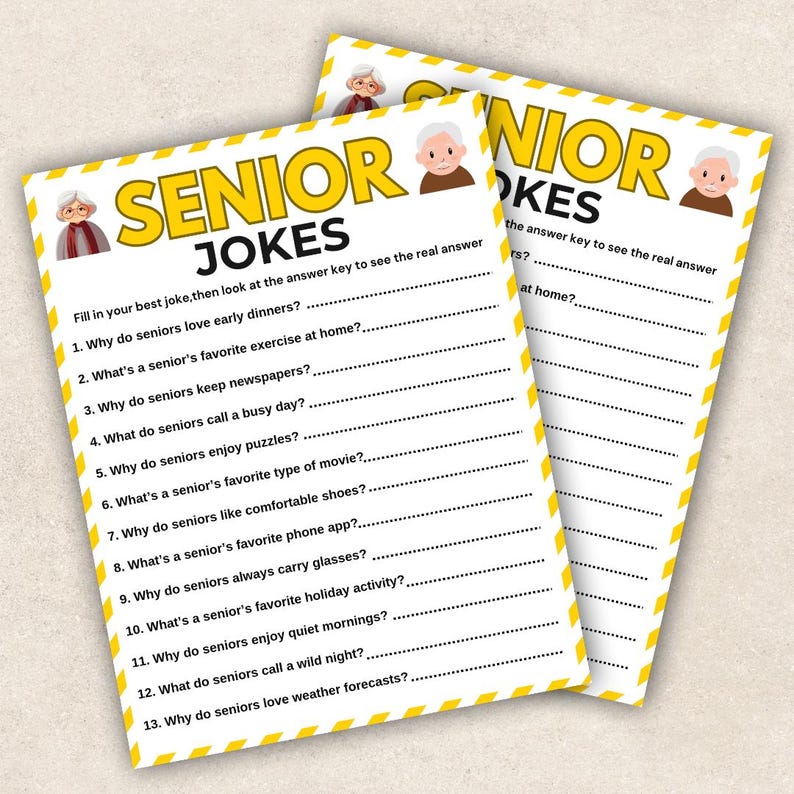 Senior Jokes Game, Funny Fill in the Blank Game for Seniors, Humor ...