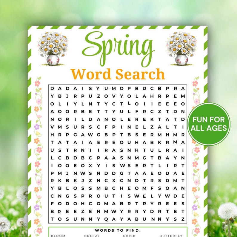 Spring Word Search Printable, Fun Spring Party Game for Kids & Adults ...
