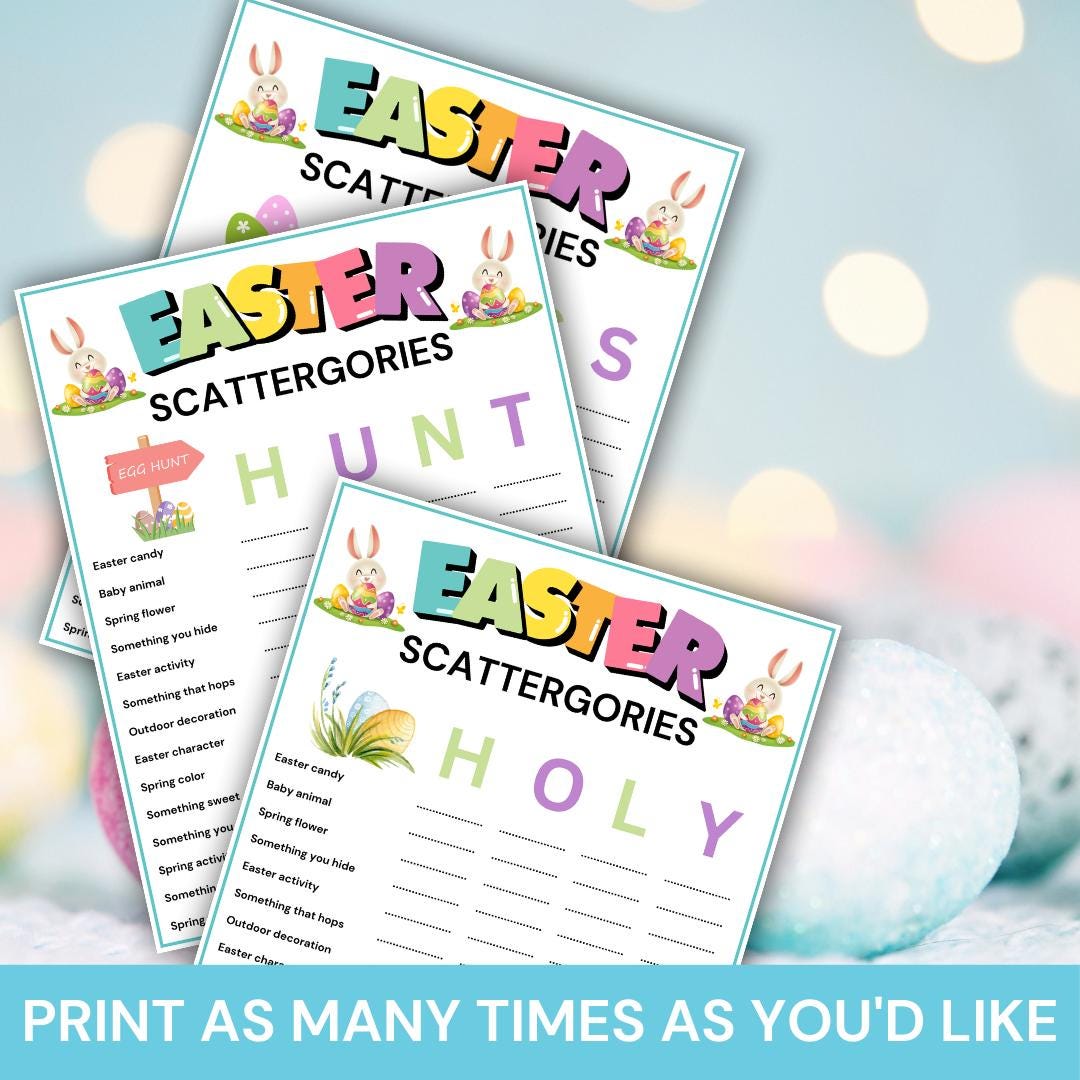 Easter Scattergories Printable Game, Easter Party Game, Easter Word ...