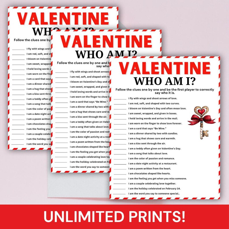 Valentine's Day Who Am I Game, Printable Couples Icebreaker (digital ...