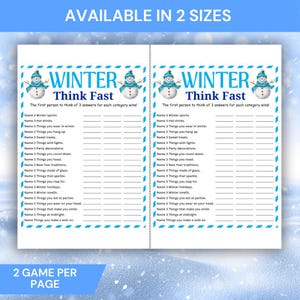 Winter Think Fast Game, Winter Party Game, Fast-paced Winter Activity ...