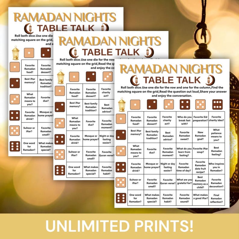 Ramadan Nights Table Talk Game, Printable Islamic Conversation Game for ...