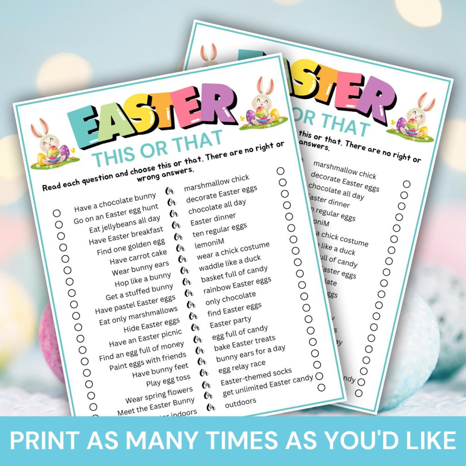 Printable Easter This or That Game, Easter Would You Rather Game ...