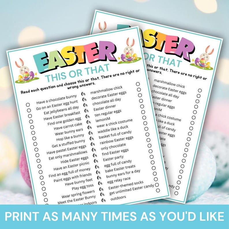 Printable Easter This or That Game, Easter Would You Rather Game ...