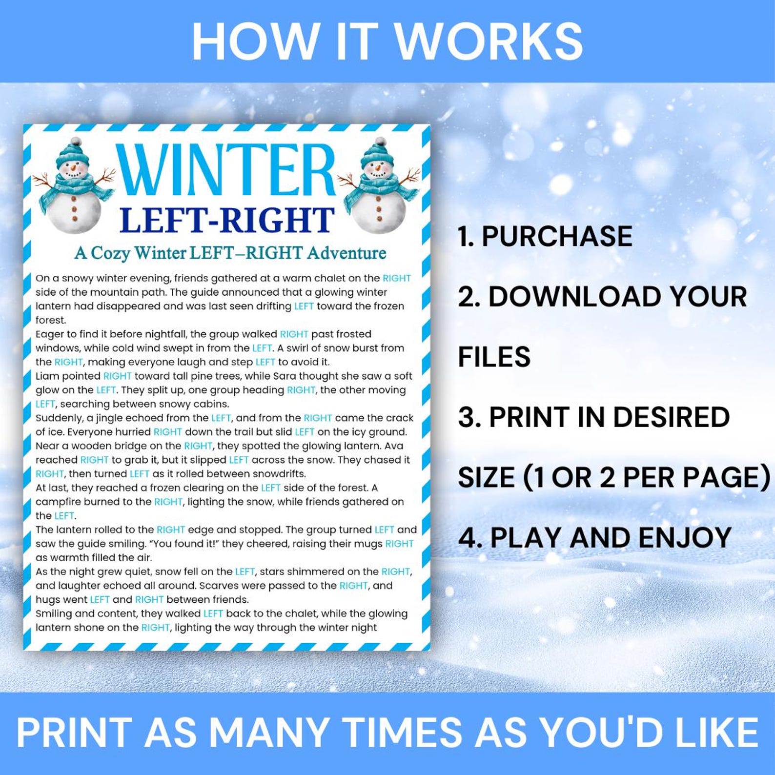 Winter Left Right Game, Winter Party Game, Funny Gift Exchange Game ...
