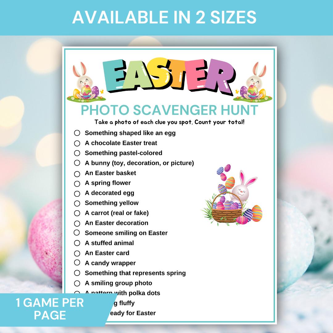Easter Photo Scavenger Hunt Game, Printable Easter Party Activity for ...