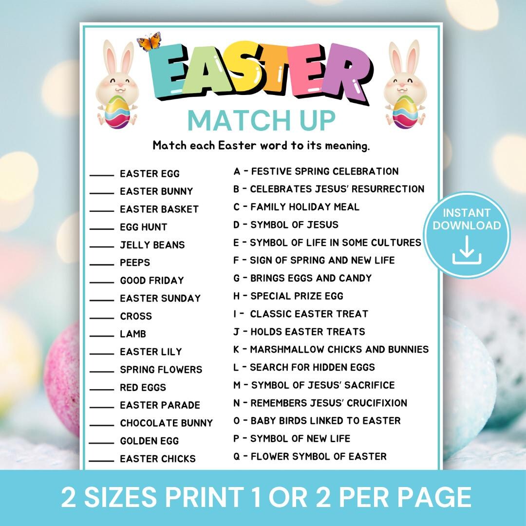 Easter Match up Game , Easter Matching Game, Easter Party Games for ...