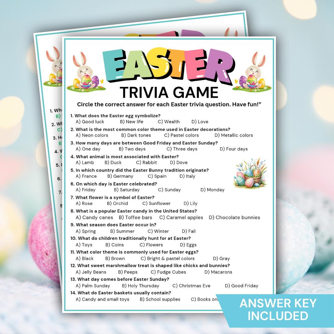 Easter Trivia Game Printable, Easter Trivia Quiz, Easter Party Games ...
