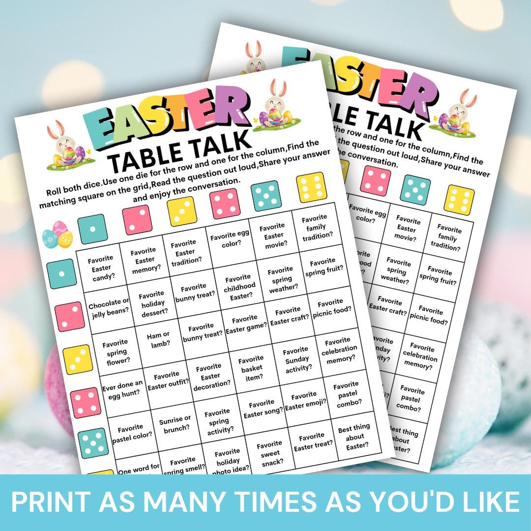Easter Table Talk Game, Easter Dice Conversation Game, Family Easter ...