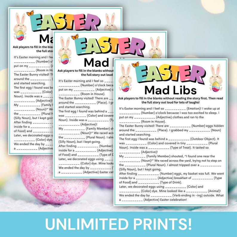 Easter Mad Libs Game, Funny Easter Story Fill in the Blank Activity for ...