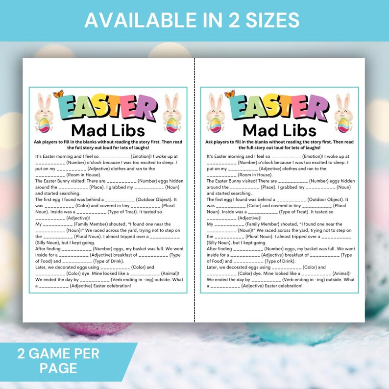 Easter Mad Libs Game, Funny Easter Story Fill in the Blank Activity for ...