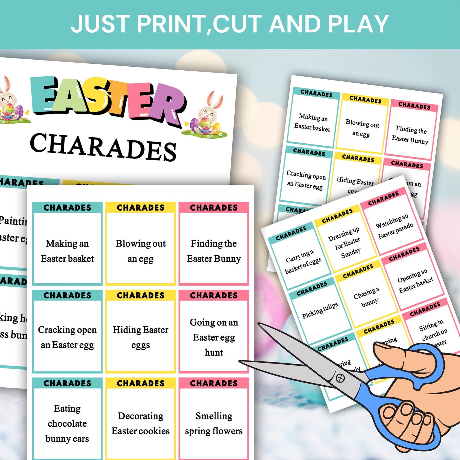 Easter Charades Game, 60 Easter Charades Cards, Spring Party Game for ...