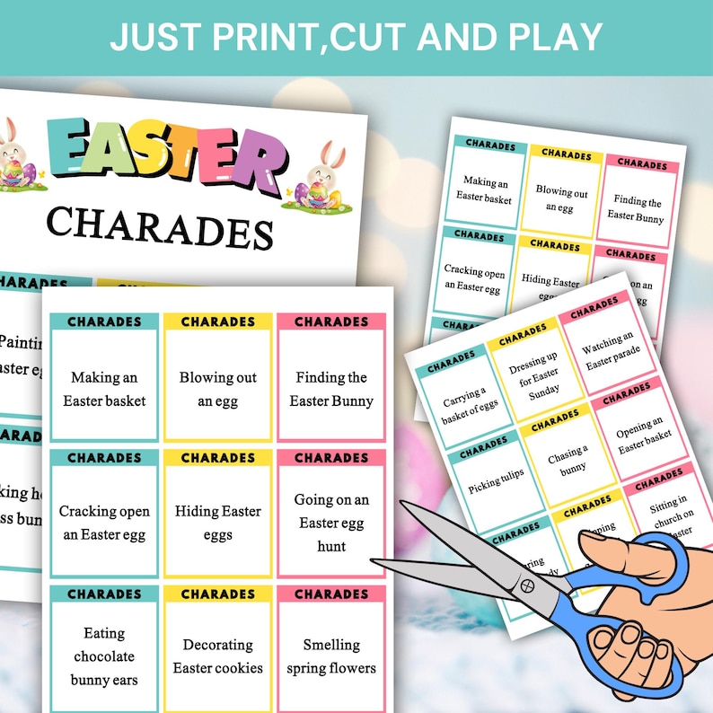 Easter Charades Game, 60 Easter Charades Cards, Spring Party Game for ...