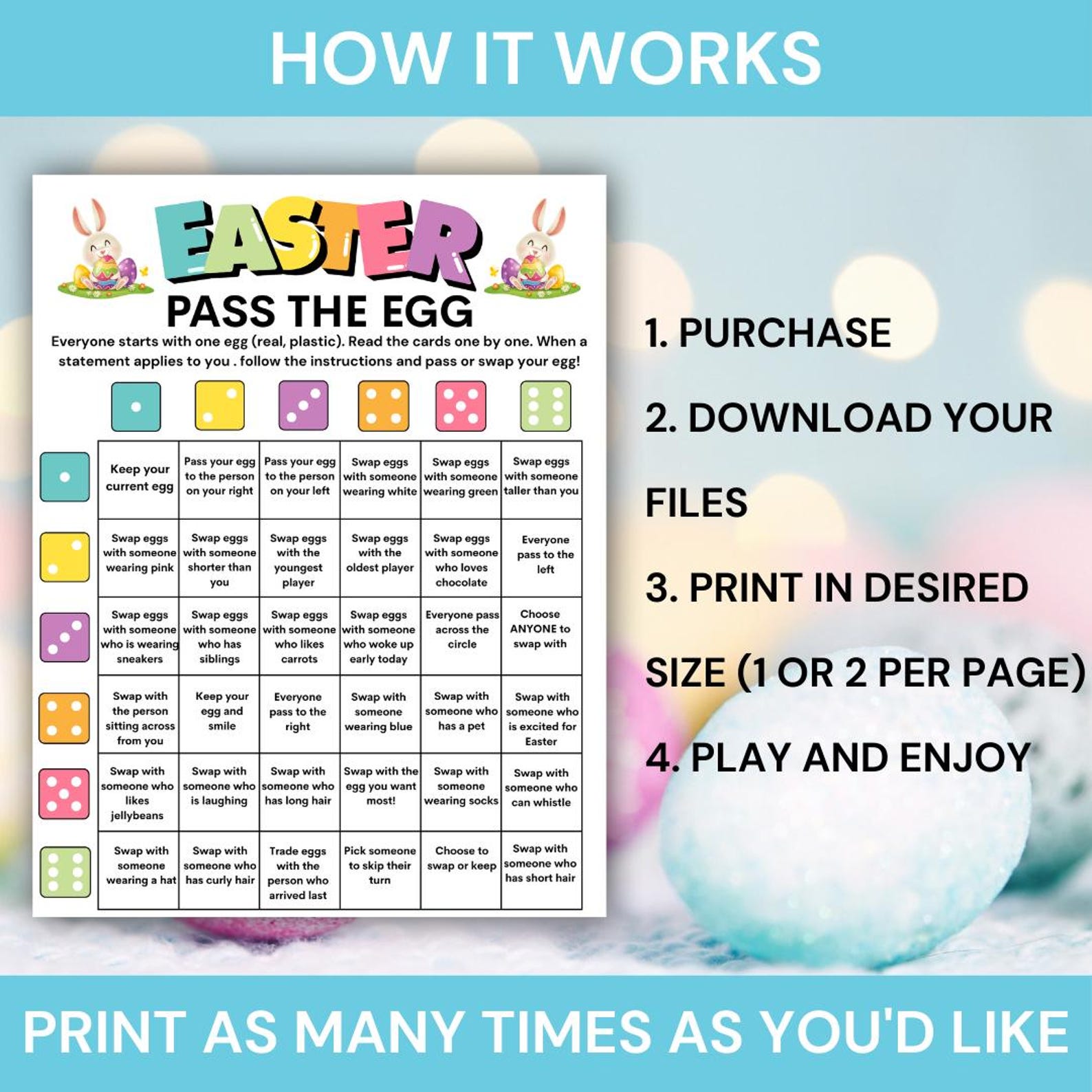Easter Pass the Egg Game, Easter Left Right Dice Game, Fun Easter Party ...
