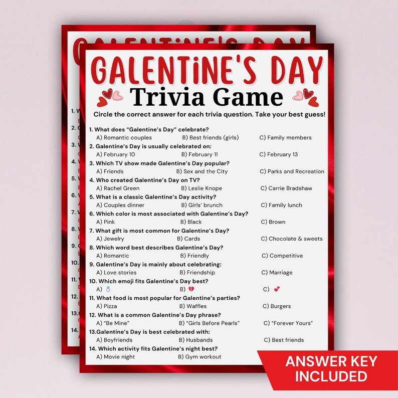 Galentine’s Day Trivia Game, Galentine Trivia Quiz, Girls Night Party ...