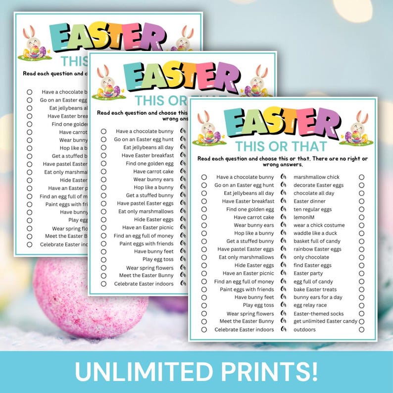 Printable Easter This or That Game, Easter Would You Rather Game ...