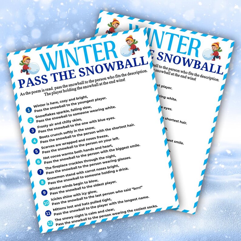 Winter Pass the Snowball Game, Winter Party Game, Fun Icebreaker ...