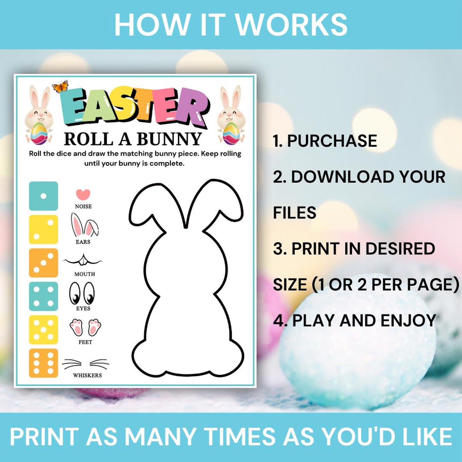 Roll the Easter Bunny Game, Fun Easter Dice Game for Kids & Adults ...