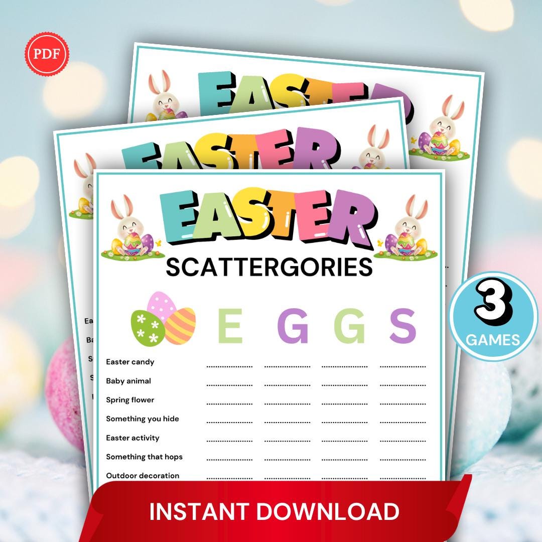 Easter Scattergories Printable Game, Easter Party Game, Easter Word ...