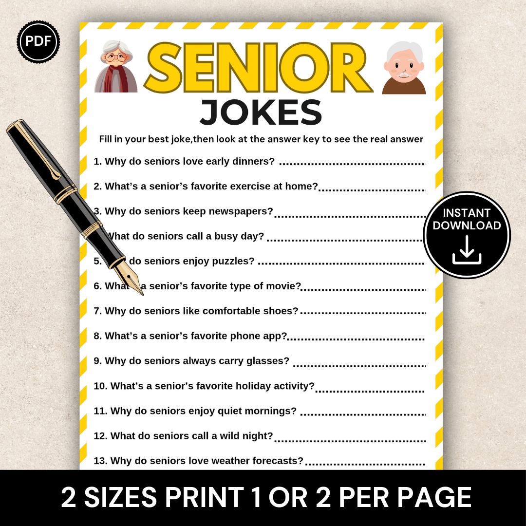 Senior Jokes Game, Funny Fill in the Blank Game for Seniors, Humor ...