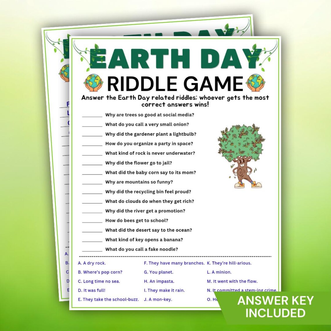 Earth Day Riddle Game, Funny Earth Day Riddles for Kids Adults ...