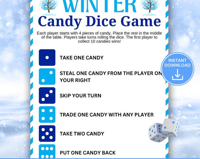 Winter Candy Dice Game, Winter Party Game, Candy Exchange Activity ...