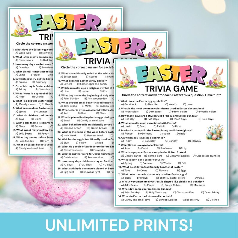 Easter Trivia Game Printable, Easter Trivia Quiz, Easter Party Games ...