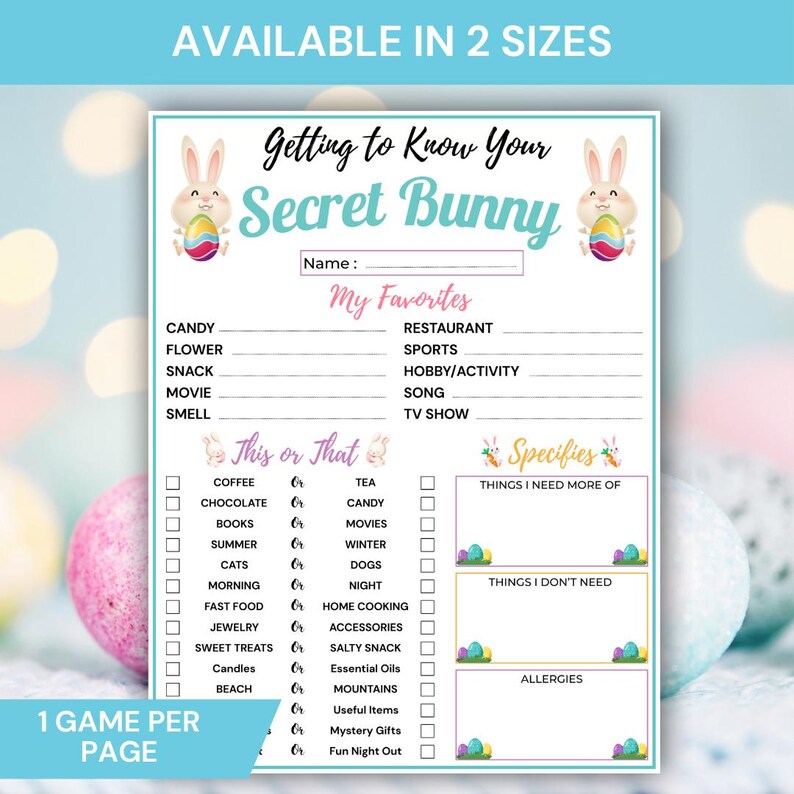 Easter Secret Bunny Game, Easter Gift Exchange Game, Getting to Know ...