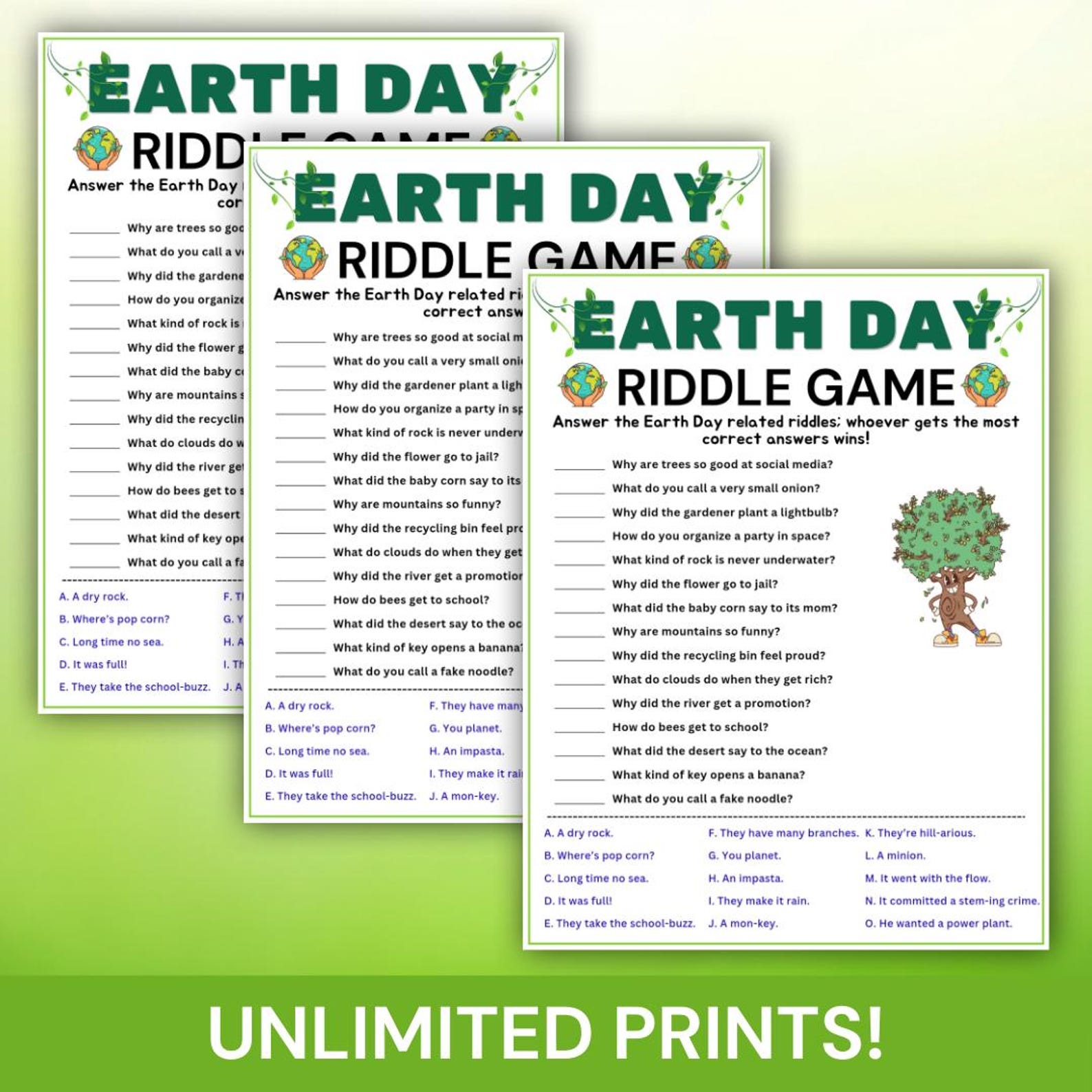 Earth Day Riddle Game, Funny Earth Day Riddles for Kids Adults ...