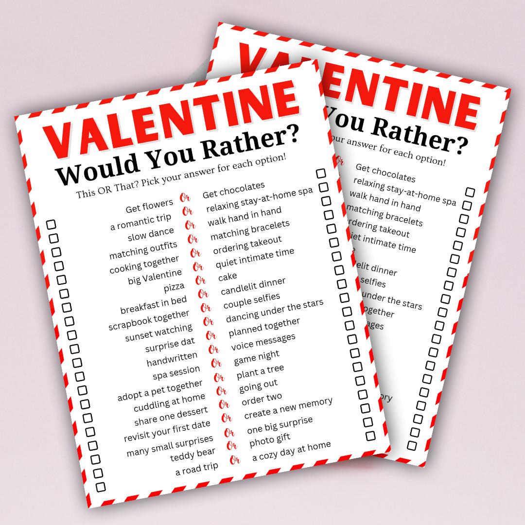 Valentine’s Day His or That Game, Valentine Party Game, Couples Choice ...