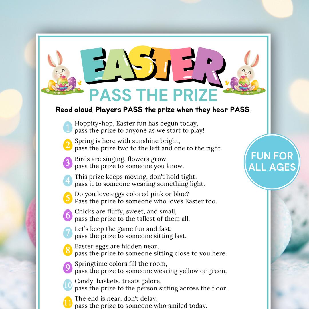 Easter Pass the Prize Game, Printable Easter Pass the Present Game ...