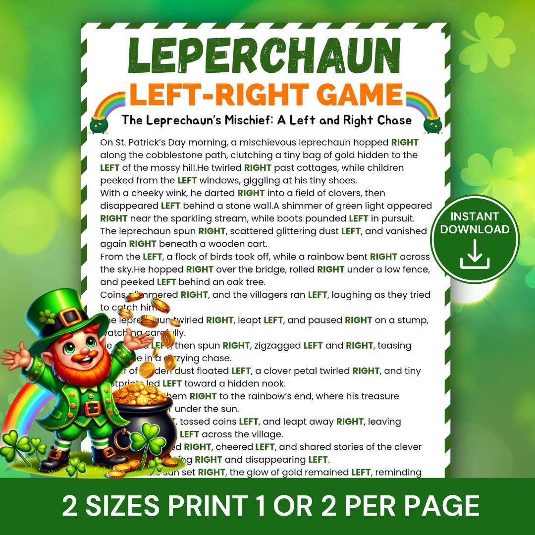 St. Patrick’s Day Left Right Game, Pass the Gift Irish Story Game, St ...