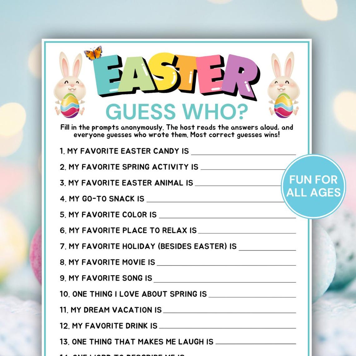 Easter Guess Who Game, Easter Party Game, Printable Easter Icebreaker ...