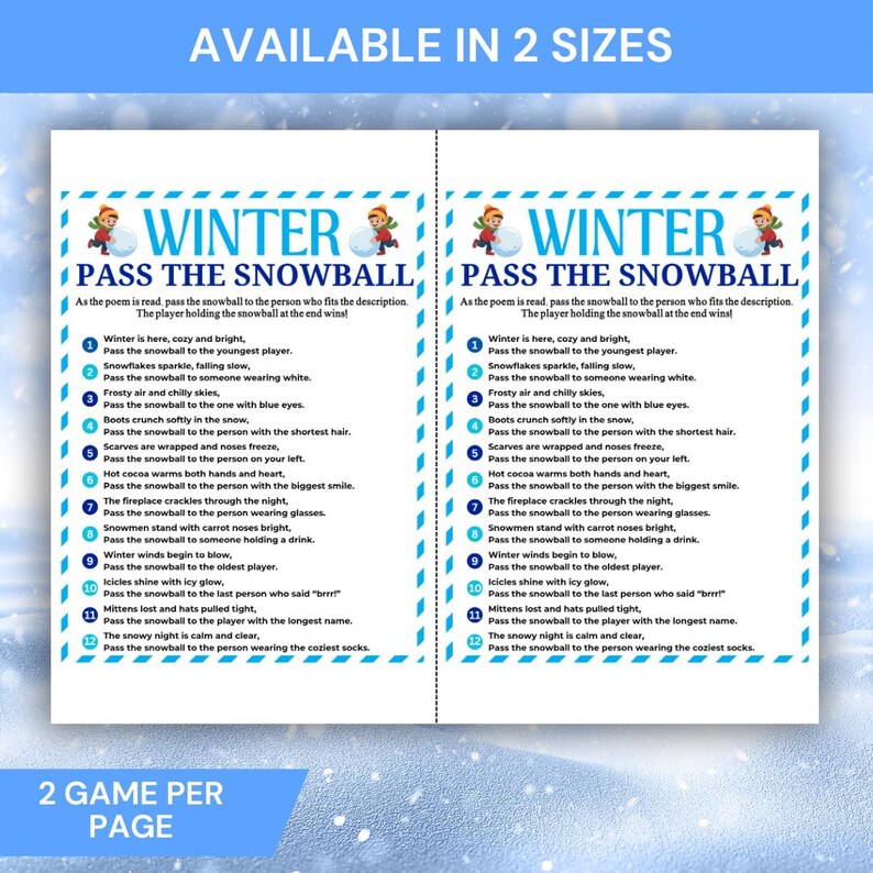 Winter Pass the Snowball Game, Winter Party Game, Fun Icebreaker ...